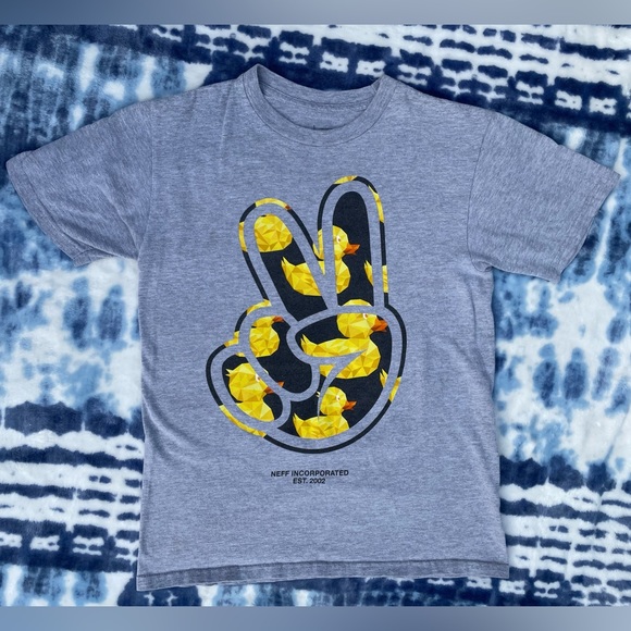 Neff | Tops | Neff Trippy Rubber Duck Peace Sign Tee Ladies Small ...